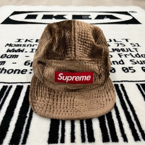 Supreme | Accessories | Supreme Croc Embossed Velvet Camp Cap Red Box ...